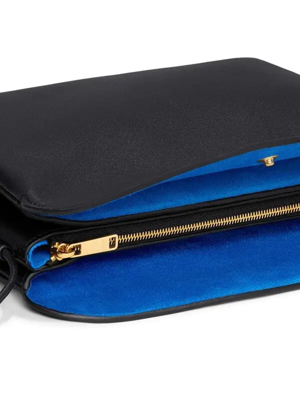 Celine Trio With Flap In Smooth Calfskin - Black