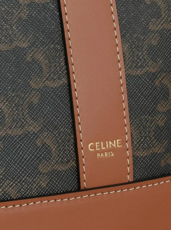 Celine Small Bucket Bag In Triomphe Canvas And Calf Leather - Tan