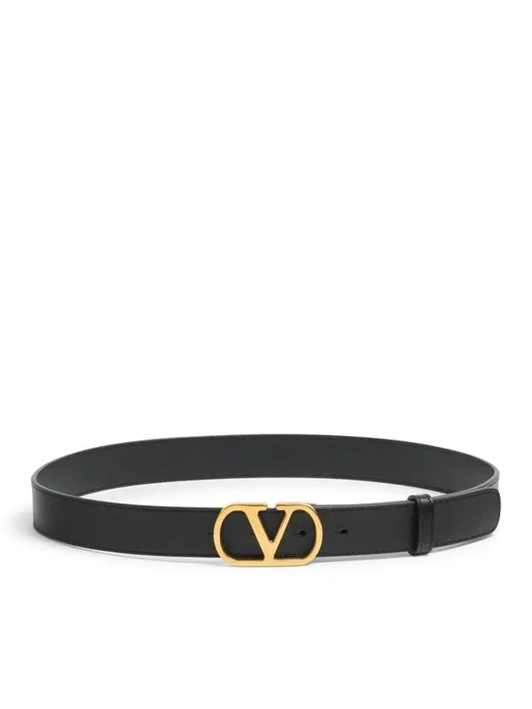 Valentino Garavani Vlogo Signature Calfskin Belt - Black