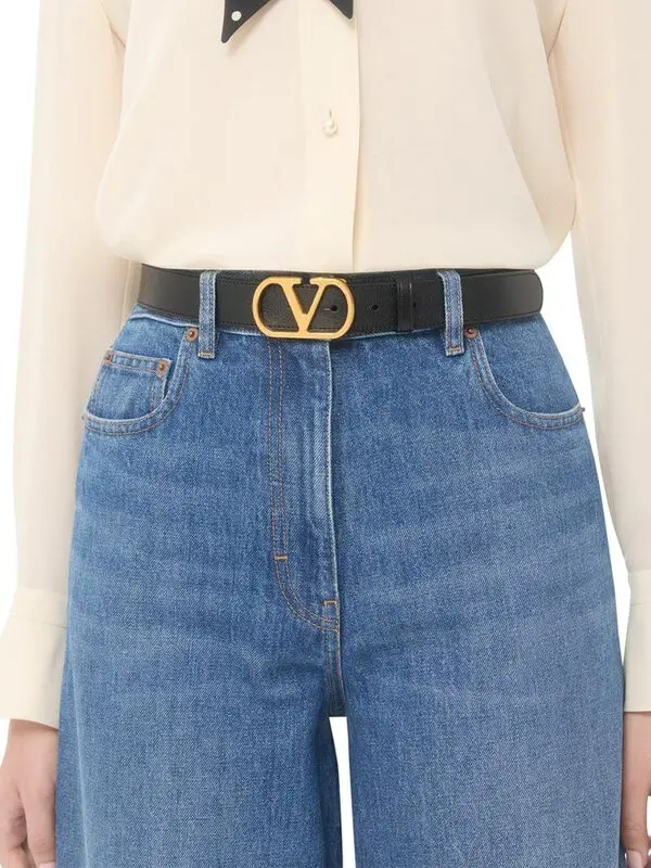 Valentino Garavani Vlogo Signature Calfskin Belt - Black
