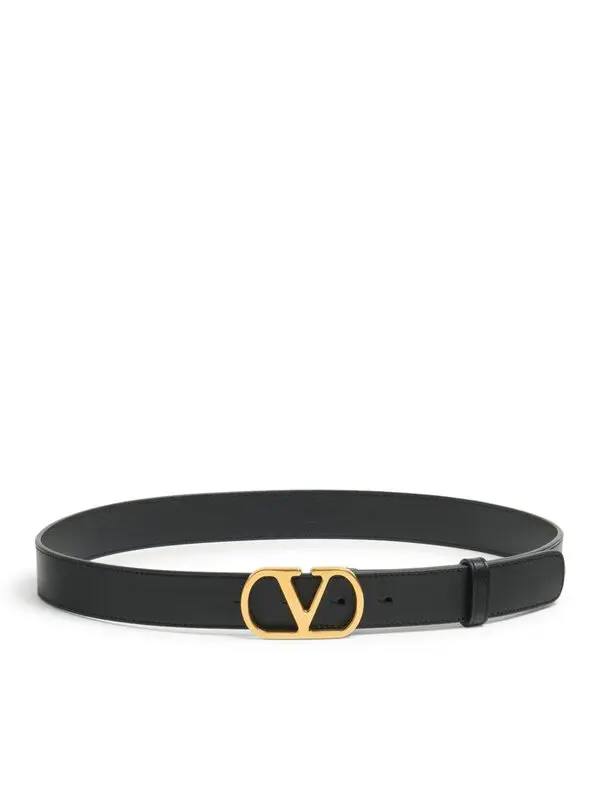 Valentino Garavani Vlogo Signature Calfskin Belt - Black