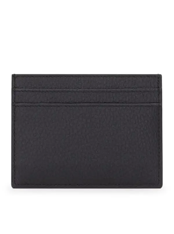 Saint Laurent Tiny Cassandre Hammered Leather Card Holder - Black