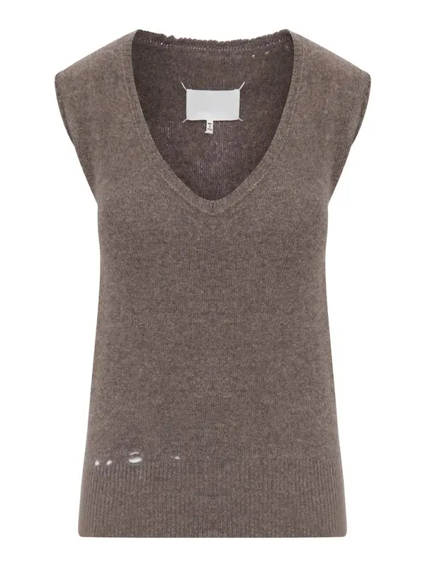 MAISON MARGIELA Distressed Knit Vest - Brown