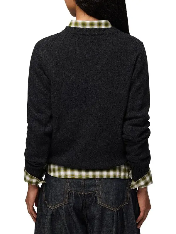 GANNI Wool Sweater With Teddy Graphic - Gray