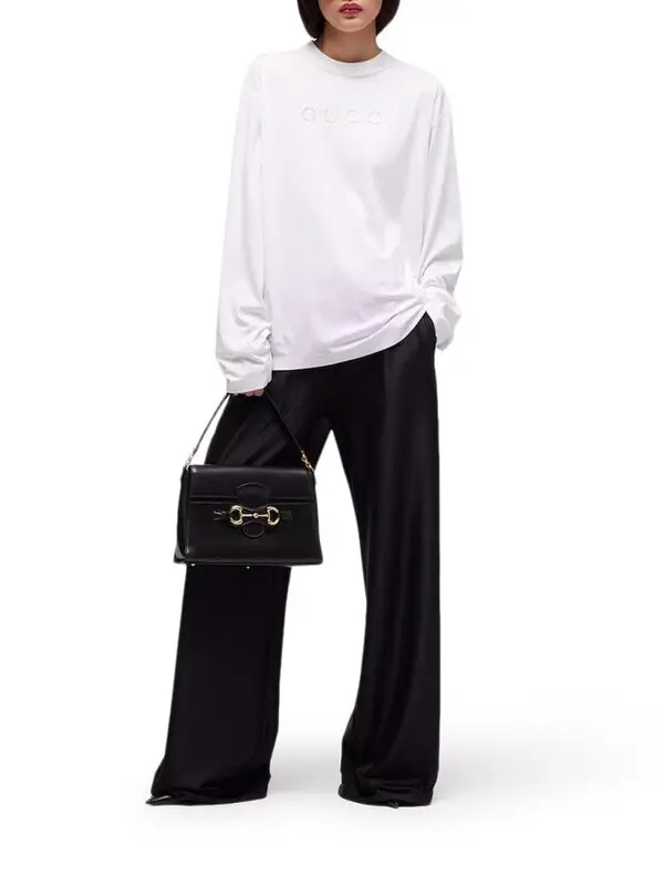 Gucci Printed Cotton Jersey Long Sleeve T-shirt - White