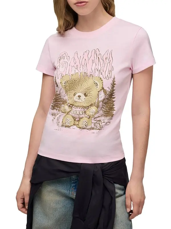 GANNI Printed Slim-fit T-shirt