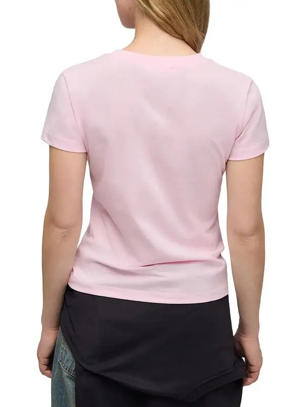 GANNI Printed Slim-fit T-shirt In Organic Cotton - Pink