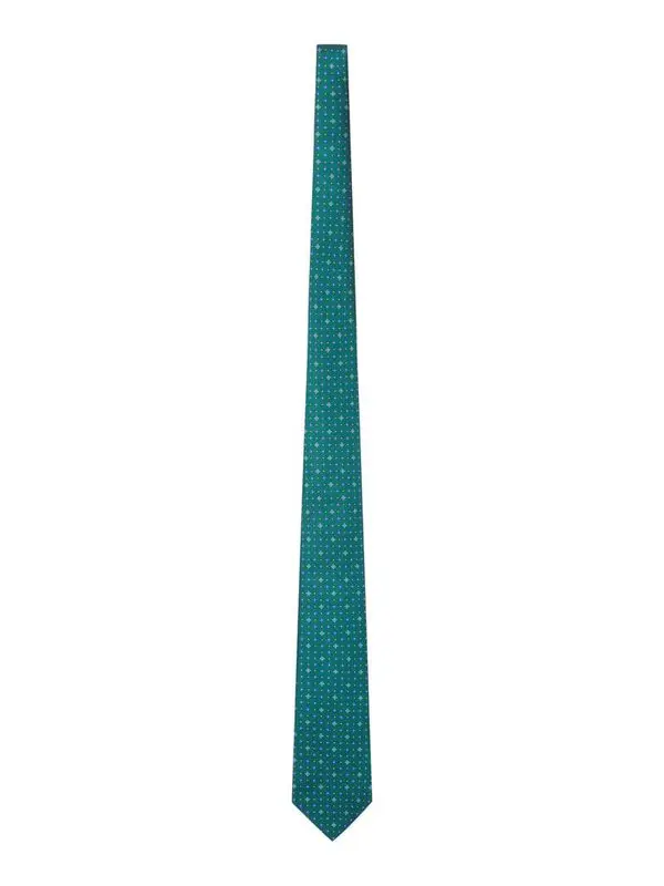 Kiton Silk Micro Geometric Pattern Neck Tie - Green