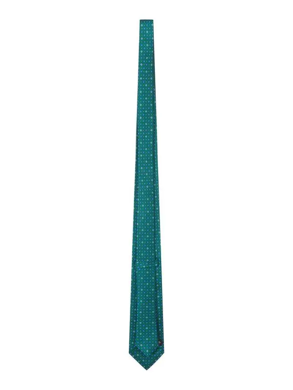 Kiton Silk Micro Geometric Pattern Neck Tie - Green