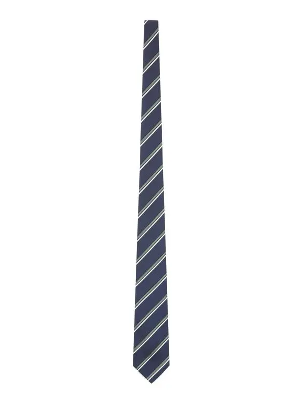 Kiton Diagonal Stripe Silk Neck Tie In Blue/green - Multicolor