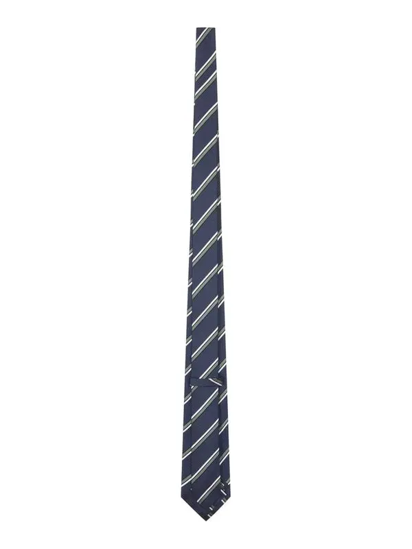 Kiton Diagonal Stripe Silk Neck Tie In Blue/green - Multicolor