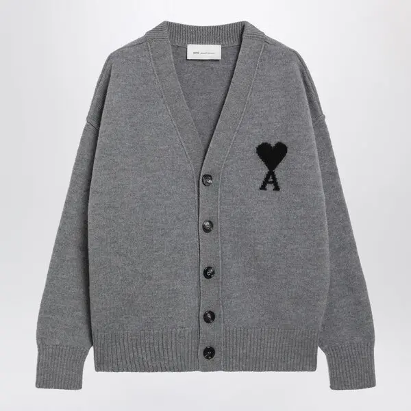 AMI Paris Wool Cardigan - Gray