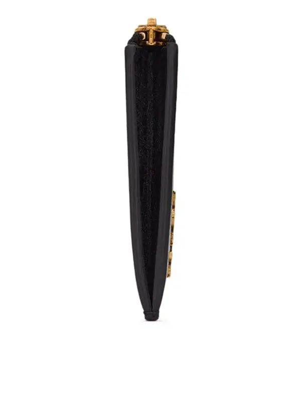 Saint Laurent Fragments Tiny Cassandre Zipped Card Holder In Glossy Leather