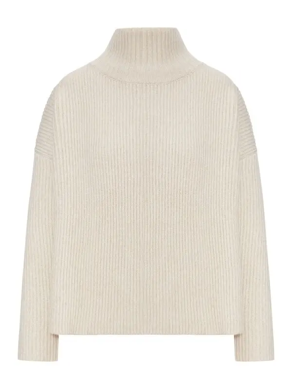 Max Mara Ribbed Wool Turtleneck Sweater