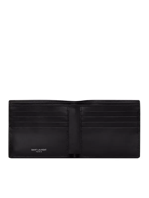 Saint Laurent Small Tiny Cassandre East/west Wallet In Glossy Leather