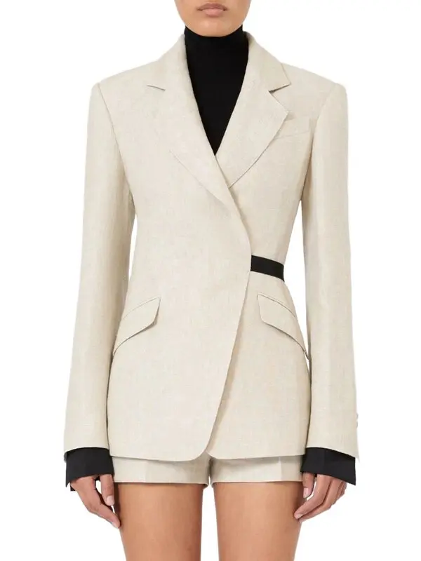 Max Mara Double-breasted Linen Drill Blazer