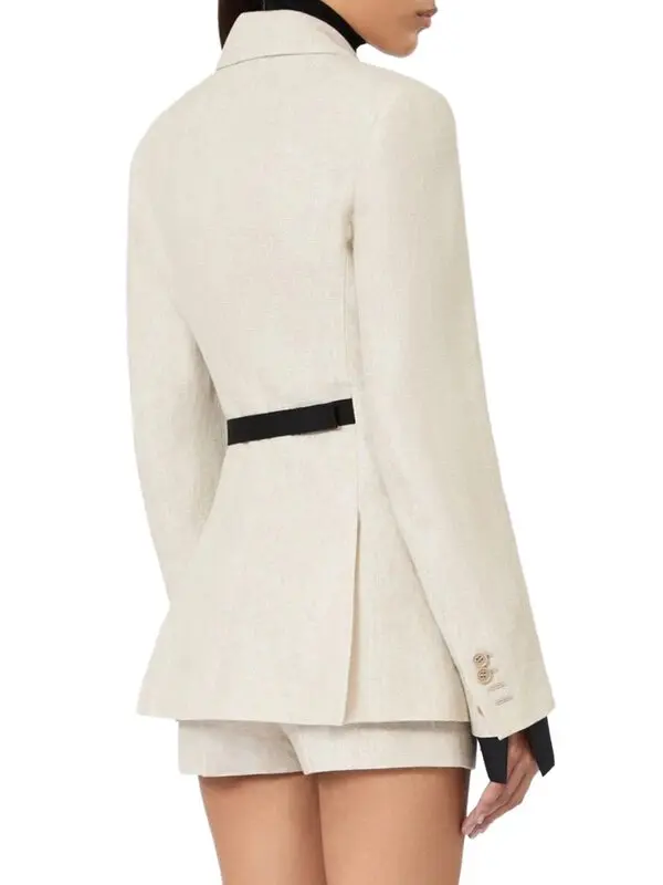 Max Mara Double-breasted Linen Drill Blazer