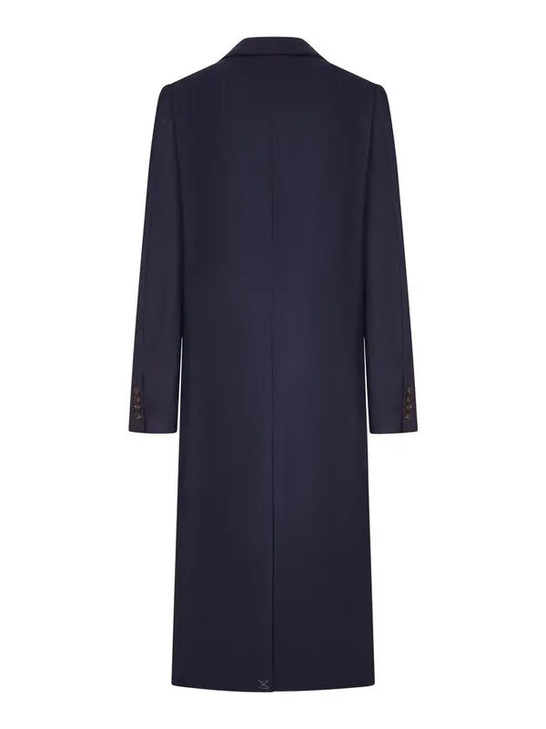 Dries Van Noten Navy Double-breasted Long Coat