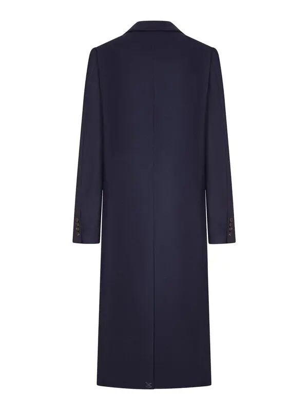 Dries Van Noten Navy Wool Double-breasted Long Coat