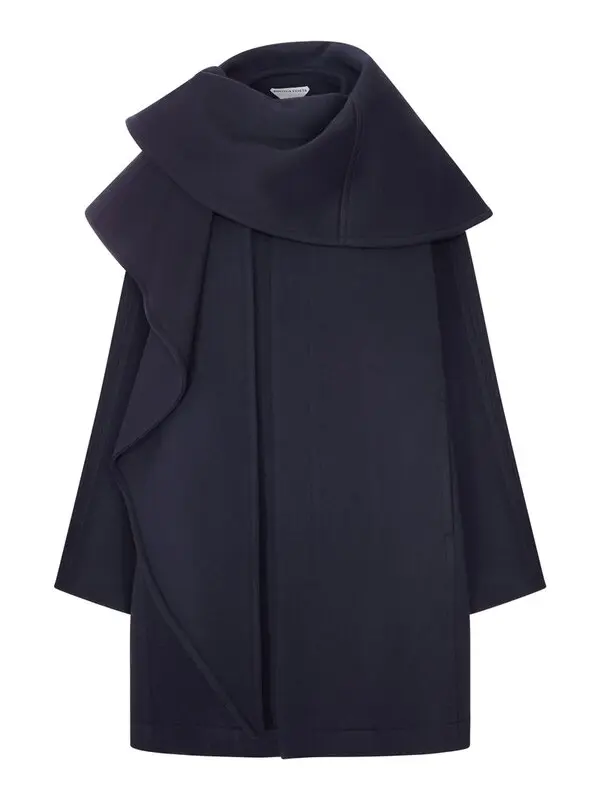 Bottega Veneta Coat With Oversized Draped Collar - Multicolor