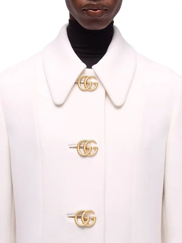 Gucci Wool Natté Coat With Double G Button