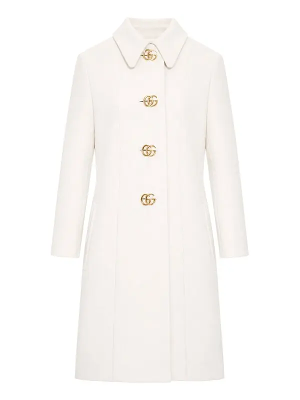 Gucci Wool Natté Coat With Double G Buttons - White