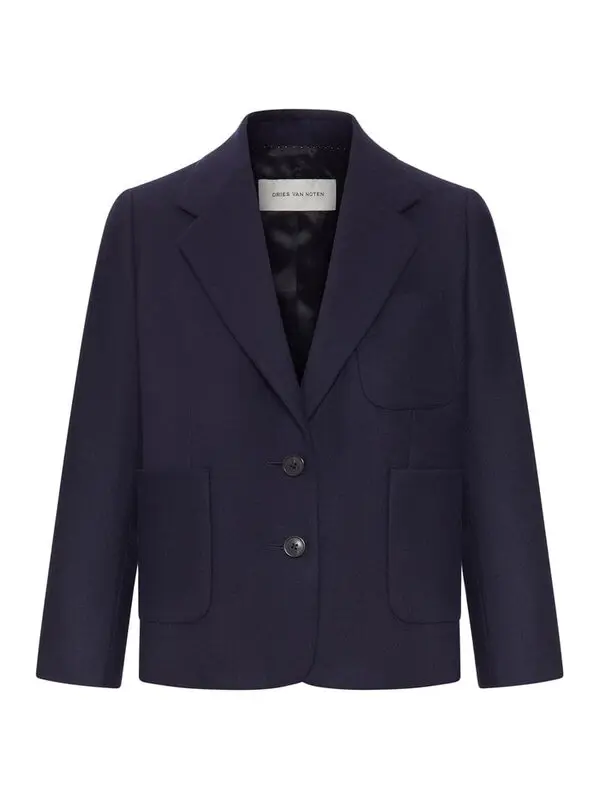 Dries Van Noten Navy Wool Single-breasted Blazer - Blue