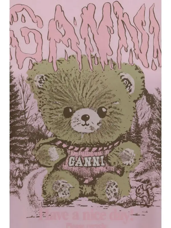 GANNI Teddy Forest Cotton T-shirt