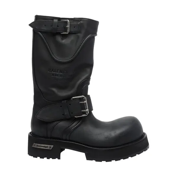 Balenciaga High-top Leather Boots With Buckle Detail