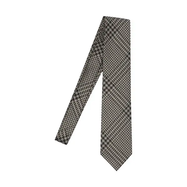 TOM FORD Silk Check Print Neck Tie - Brown