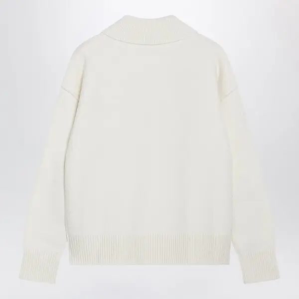 AMI Paris Wool Polo Sweater - White