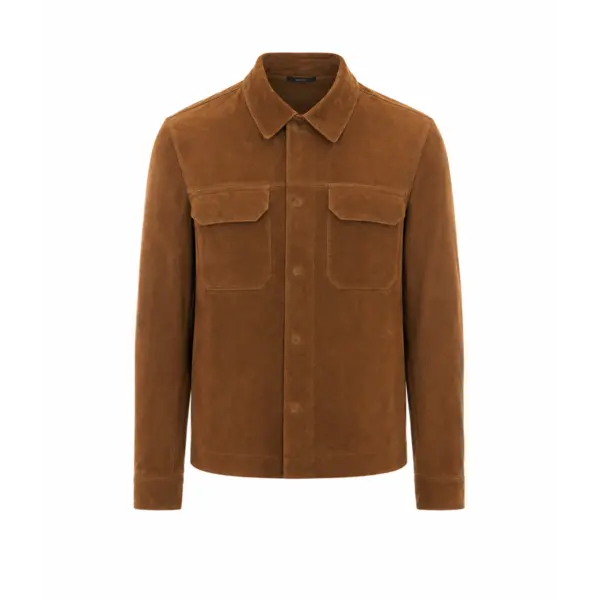 TOM FORD Suede Crew Neck Jacket - Brown