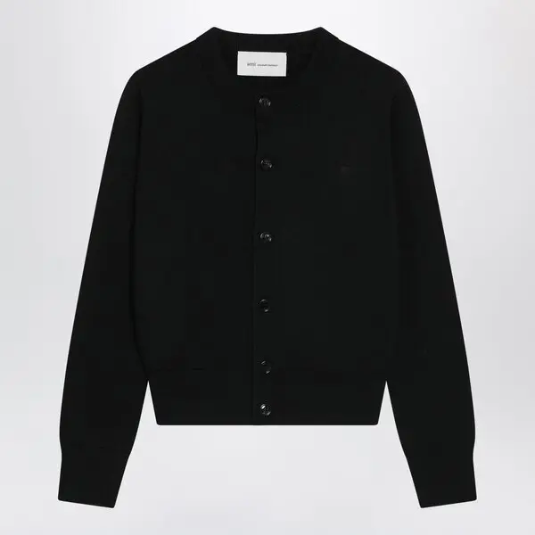 AMI Paris De Coeur Wool Cardigan - Black