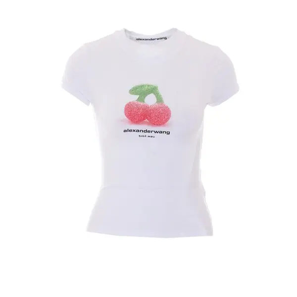 Alexander Wang Fitted Ringer T-shirt With Cherry Print And Logo