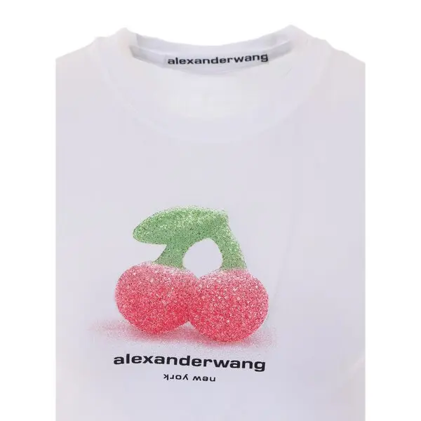 Alexander Wang Fitted Ringer T-shirt With Cherry Print And Logo