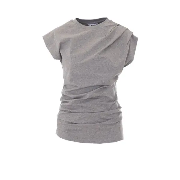 GANNI Heavy Draped T-shirt - Gray