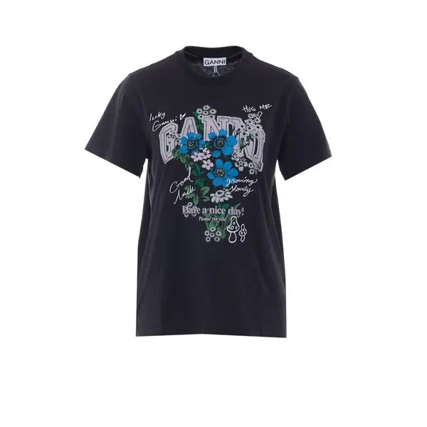 GANNI Flowers T-shirt - Black
