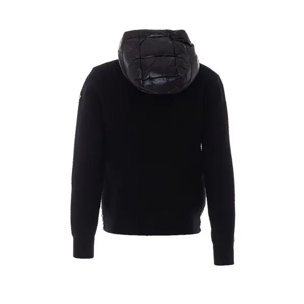 Moncler Quilted Logo Zip-up Padded Cardigan - Black