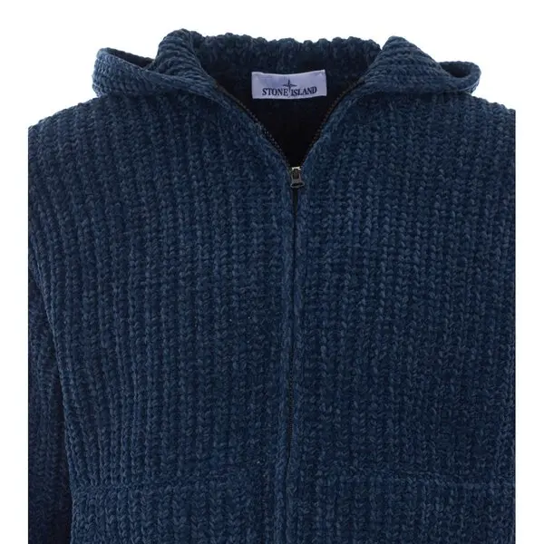 Stone Island Logo Zipped And Hooded Sweater