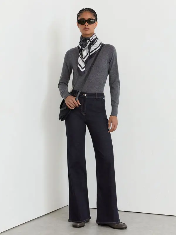 REISS Addie Cotton-lyocell Wide-leg Jeans - Dark Blue