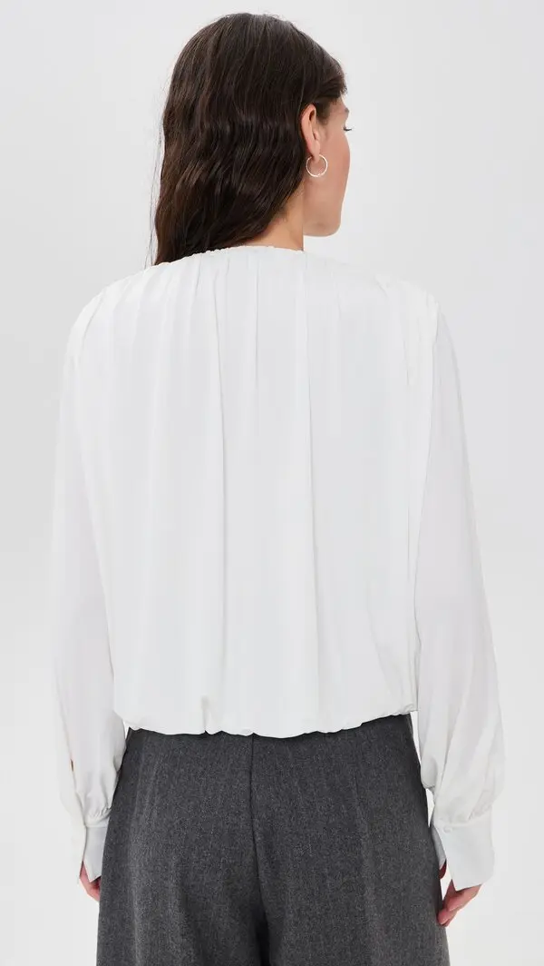 Vince V Neck Bubble Top - Ivory