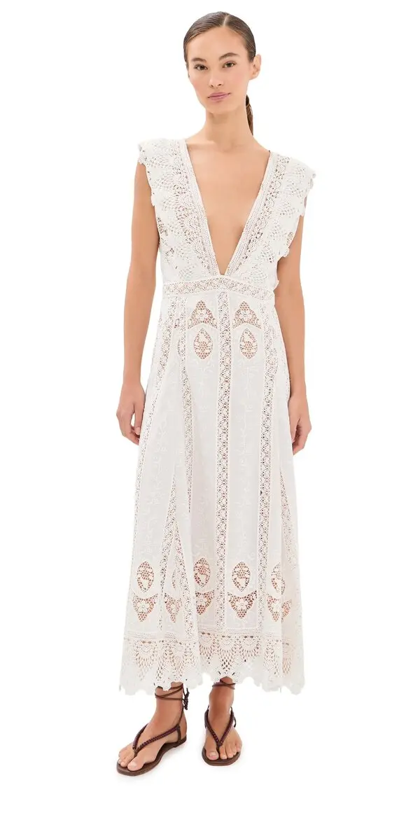 Johanna Ortiz Grace In The Open Fields Maxi Dress - Ecru