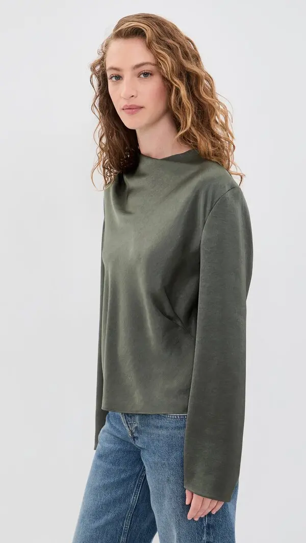Vince Draped Cowl Neck Blouse - Dusty Olive