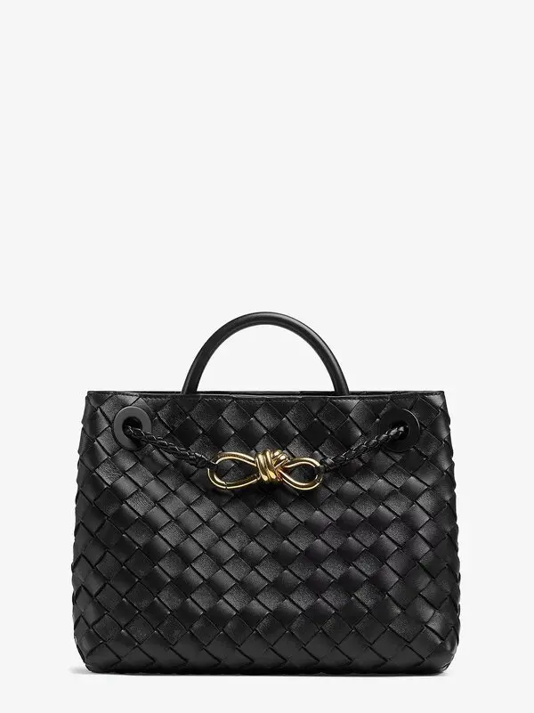 Bottega Veneta Andiamo Small Leather Crossbody Bag With Intrecciato Motif - Black
