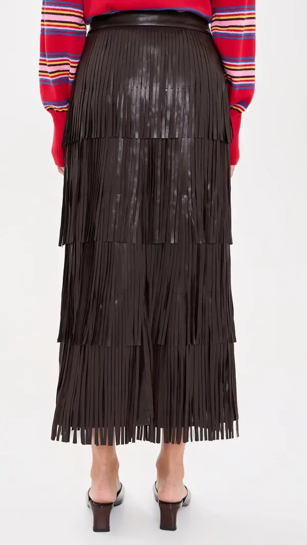 SIMONMILLER Za Za Faux Leather Fringe Skirt