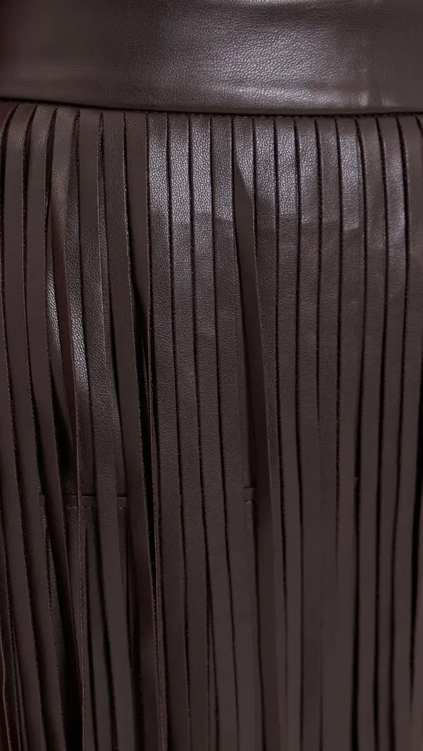 SIMONMILLER Za Za Faux Leather Fringe Skirt