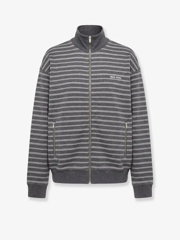 Miu Miu Striped Cotton Sweatshirt - Multicolor