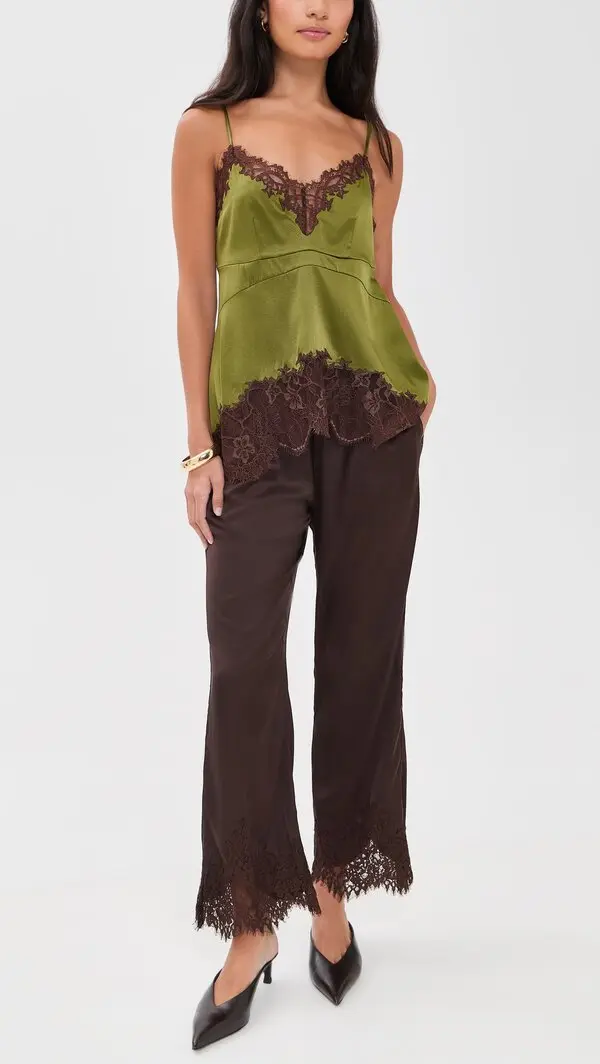 BAILEY ROSE Lace Trim Pants
