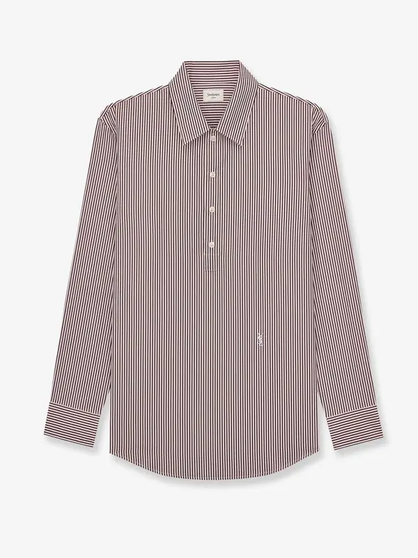 Saint Laurent Cassandre Cotton Shirt With Striped Pattern - Multicolor