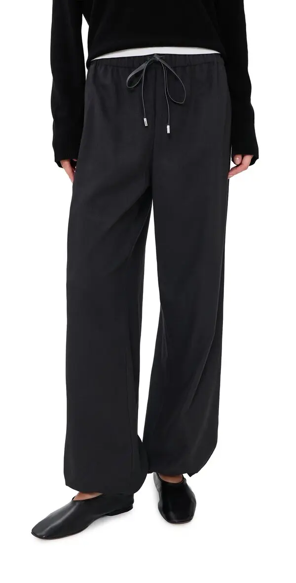 Vince Soft Flannel Drawstring Pants - Black